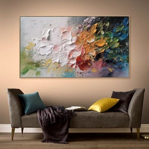 Framed Colorful Textured Wall Art 3D Abstract Flower Painting on Canvas ...