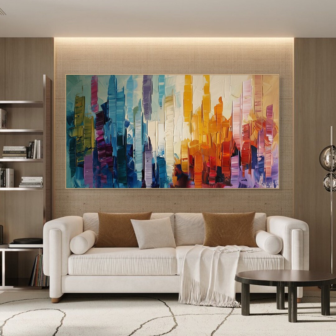 Colorful Textured Wall Art: 3D Abstract Plant Painting on Canvas Boho ...