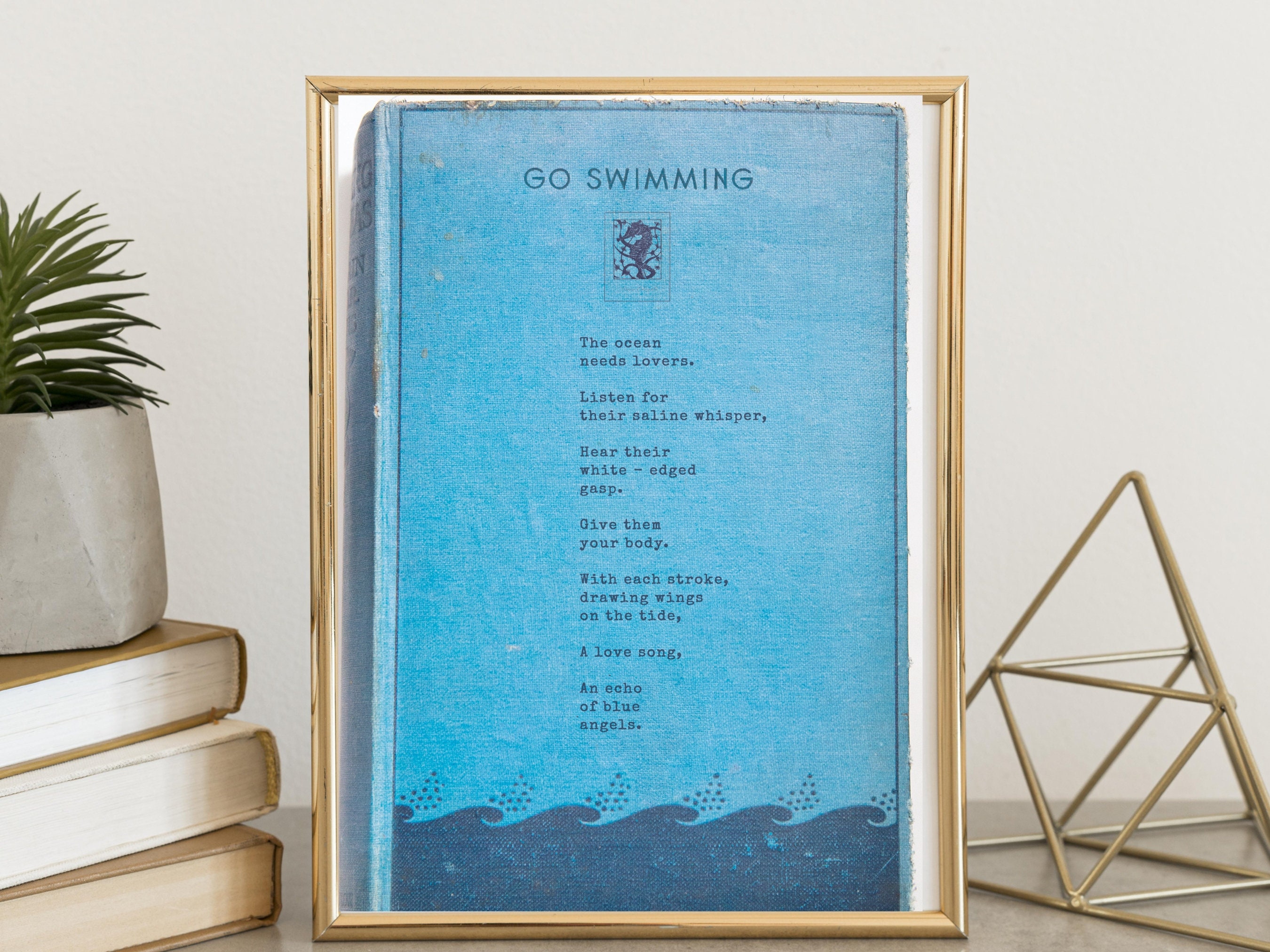 Go Swimming Poetry Art Print A4 or A3 ocean Cold Water Swimming Swim ...