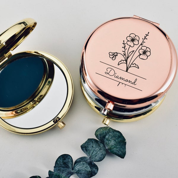 Custom Compact Mirror With Name Personalized Bridesmaid Ts With