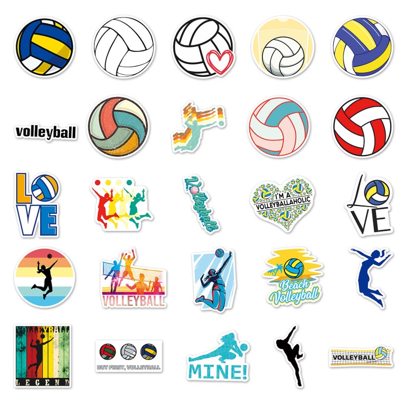 50PCS Sticker Pack With Volleyball Theme Waterproof Vinyl - Etsy