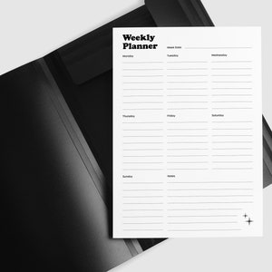 Printable Weekly Plan - Red and Black - Size A4 - Instant Download ...