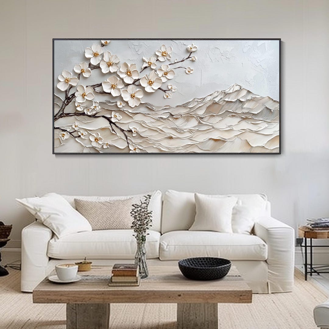 Modern Tactile Wall Art 3D Plaster Sculpture Style Canvas Oil Painting ...