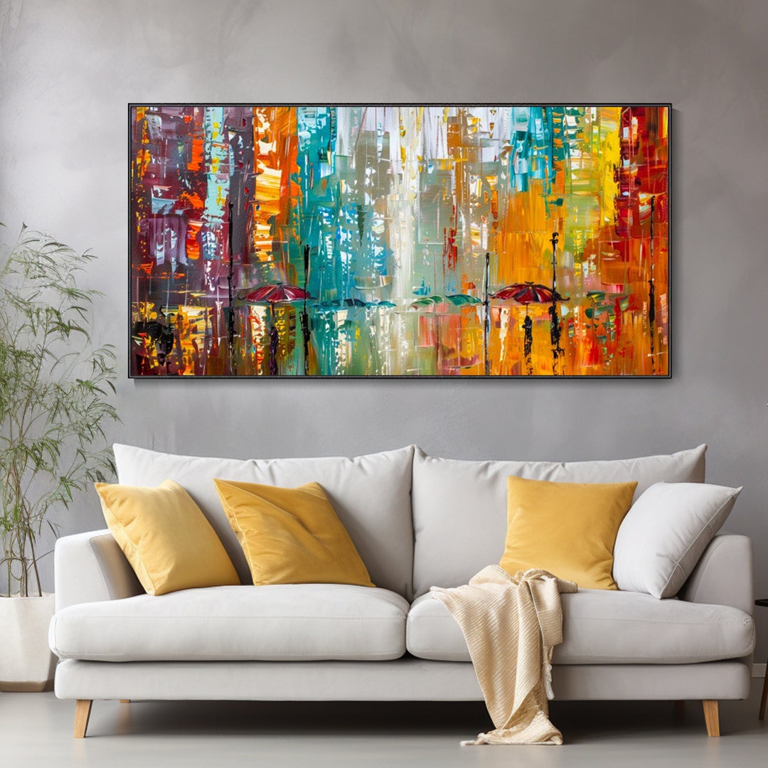 Modern Urban Abstract Oil Painting Textured Palette Knife Artwork Rich ...