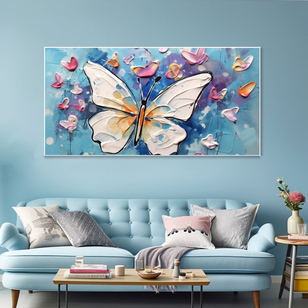 3D Hand-painted Butterfly Thick Texture Oil Painting Abstract Landscape ...