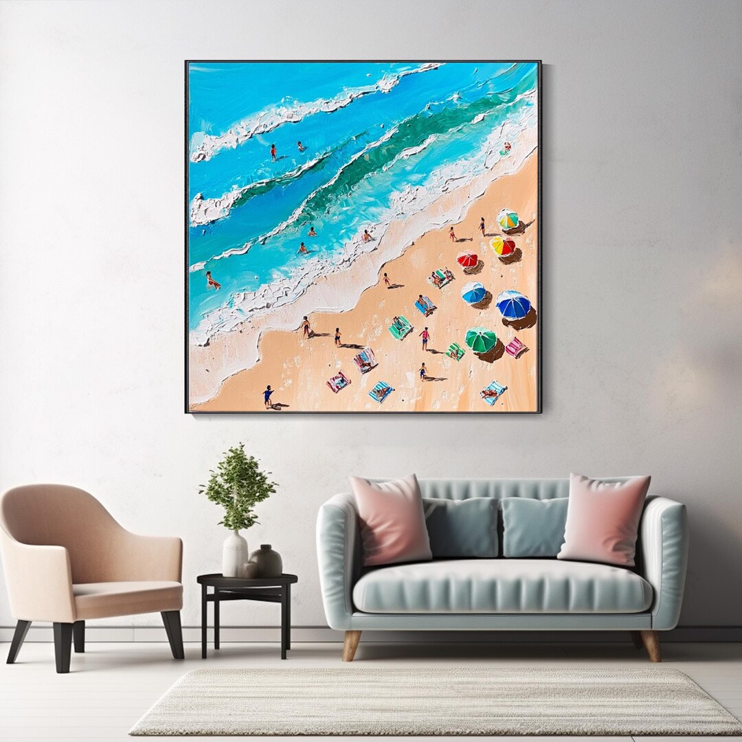 Beach Holiday Hand-painted Scenery on Canvas Modern Oil Painting ...