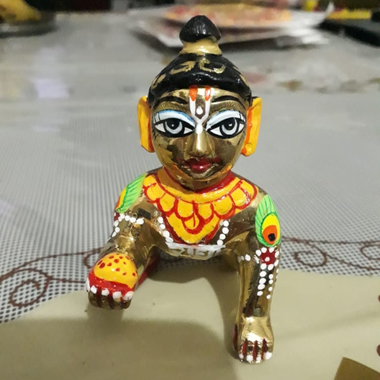 Ladoo Gopal Idol Asthdhatu Solid Brass With Heavy Decorated by Hand ...