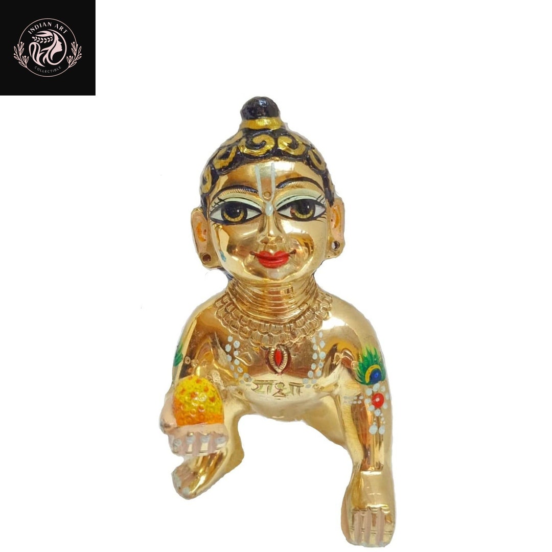 Ladoo Gopal Idol Asthdhatu Solid Brass With Heavy Decorated by Hand ...