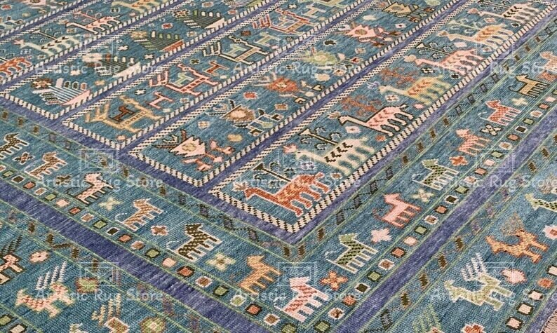 Afghan Style Hand Knotted Shabargan Rug 4x6, 5x8, 6x9, 8x10, 9x12 ...
