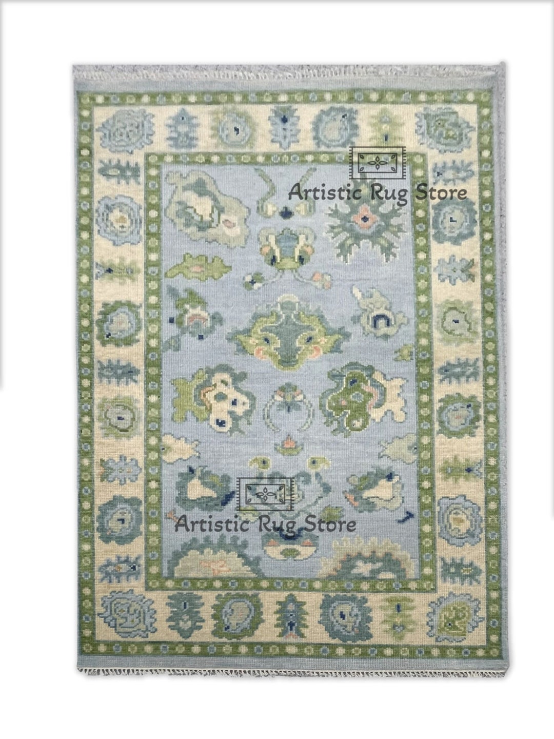 9x12 Blue and Green Designer Oushak Rug, Oushak Rug With Ivory, Olive ...