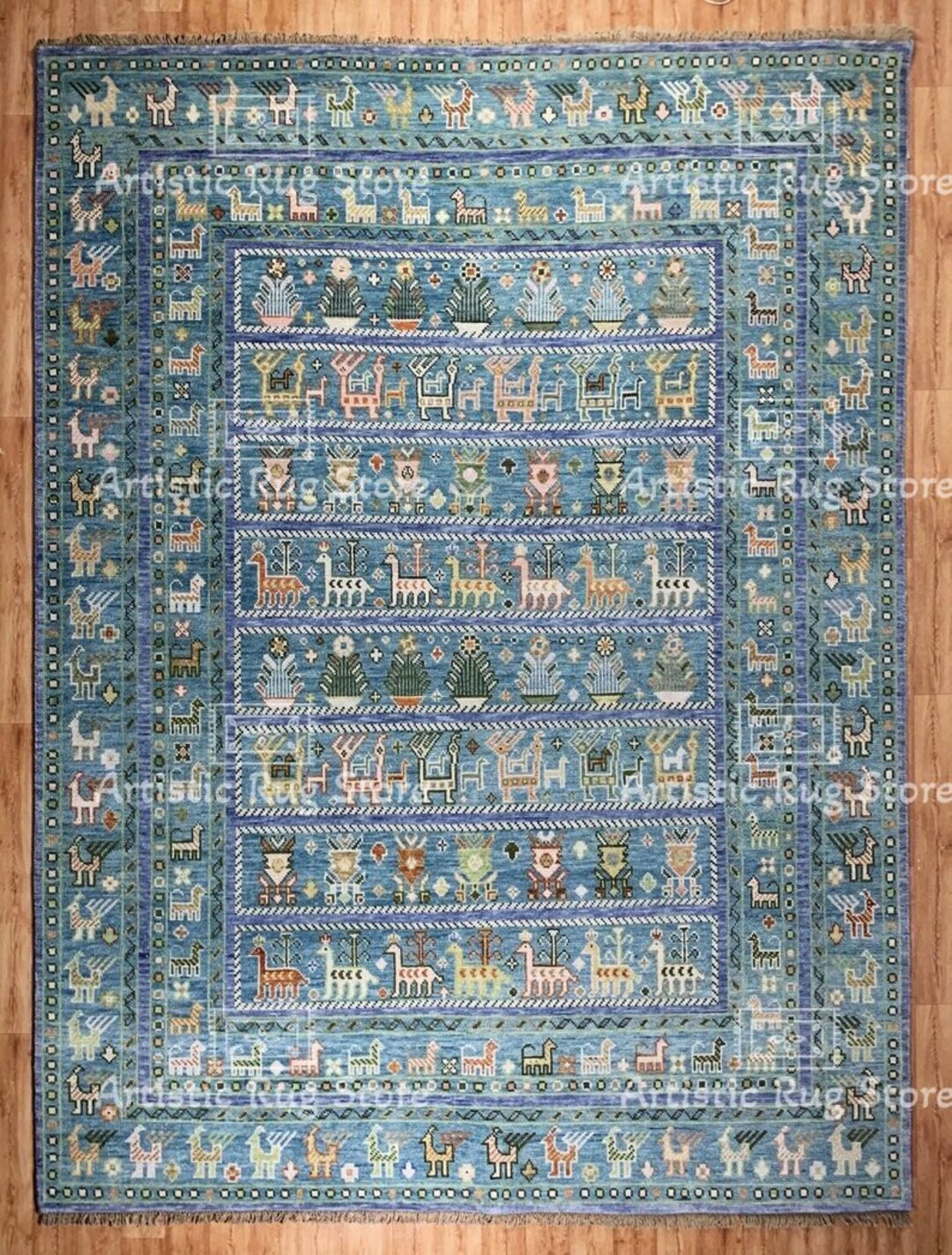 Afghan Style Hand Knotted Shabargan Rug 4x6, 5x8, 6x9, 8x10, 9x12 ...
