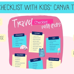 Travel Checklist With Kids Canva Template - Etsy