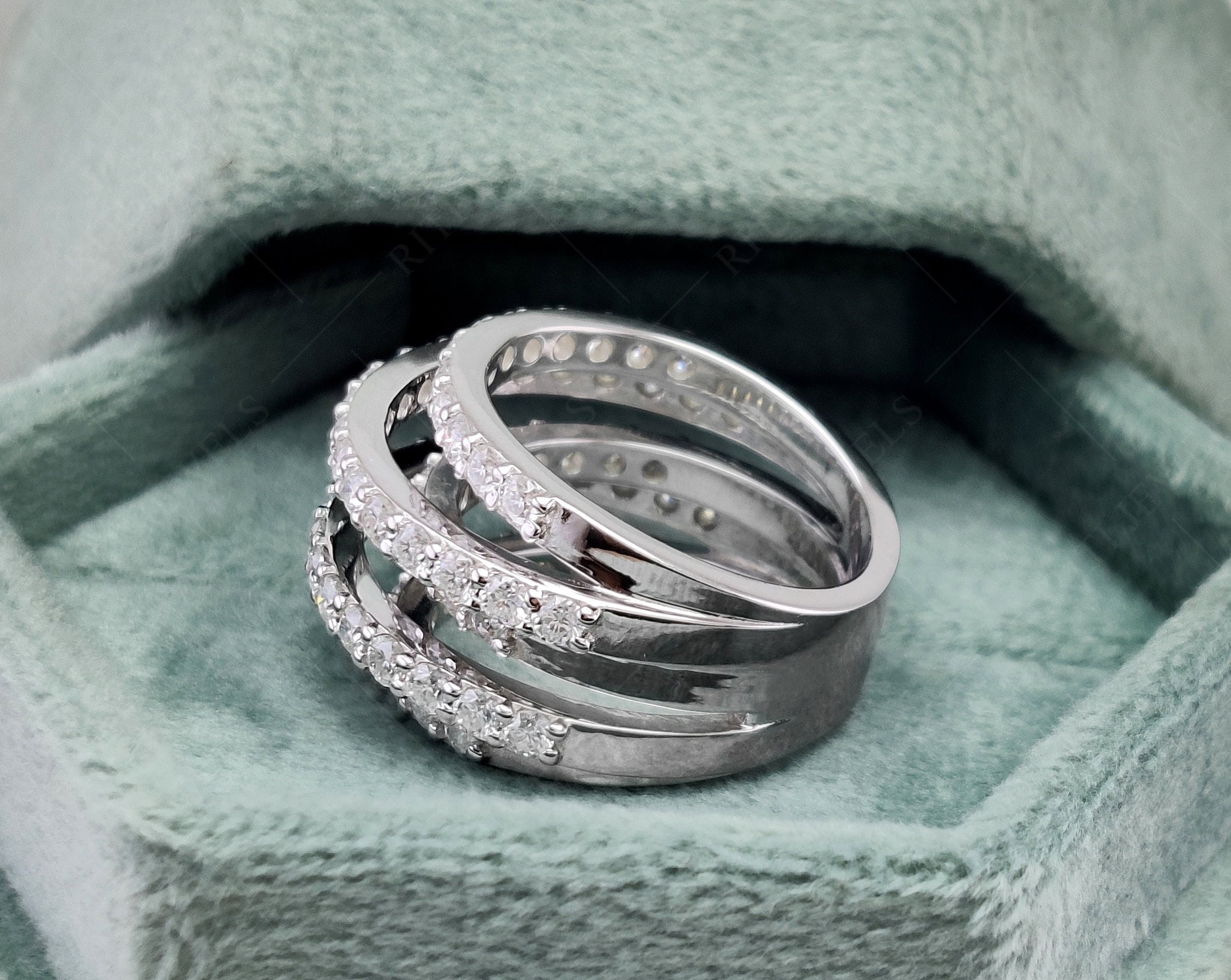 Intertwined Crossover Ring, Multi Row Statement Ring, Moissanite ...