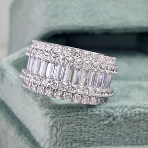 Five Row Full Eternity Anniversary Ring for Women, Sterling Silver Ring ...