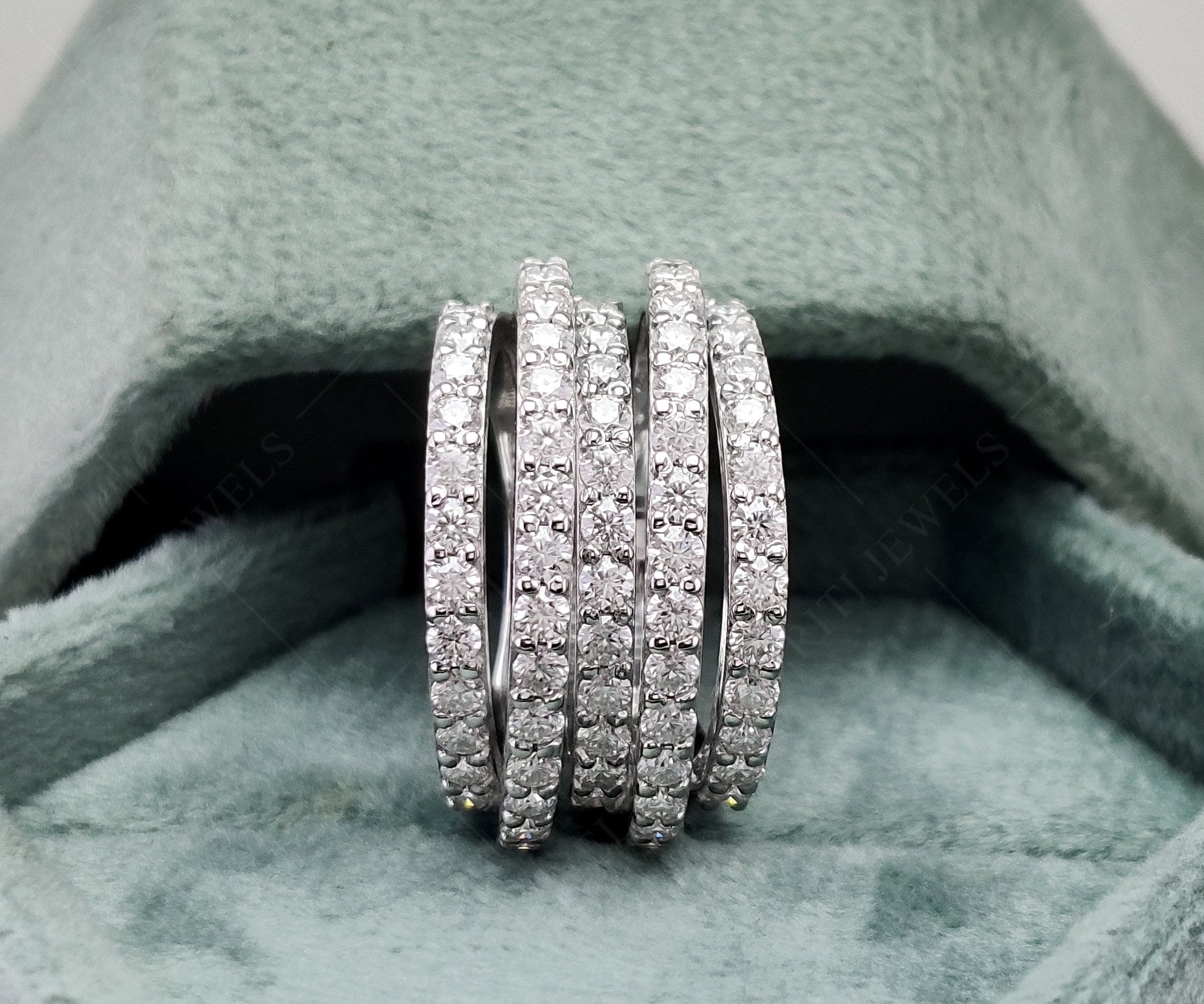 Intertwined Crossover Ring, Multi Row Statement Ring, Moissanite ...