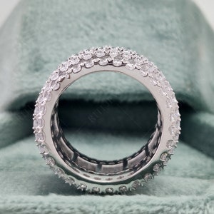 Five Row Full Eternity Anniversary Ring for Women, Sterling Silver Ring ...