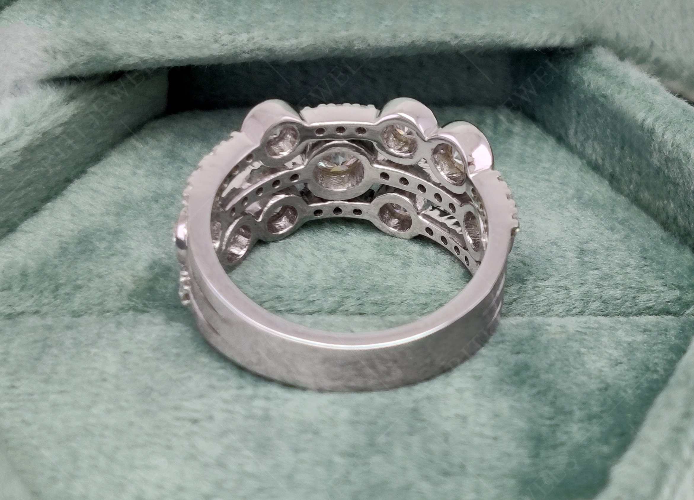 Three Row Moissanite Scatter Ring, Bubble Style Ring, Vintage Inspired ...