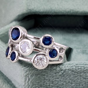 Vintage Rain Drop Inspired Ring, Bubble Scatter Ring, Three Row ...