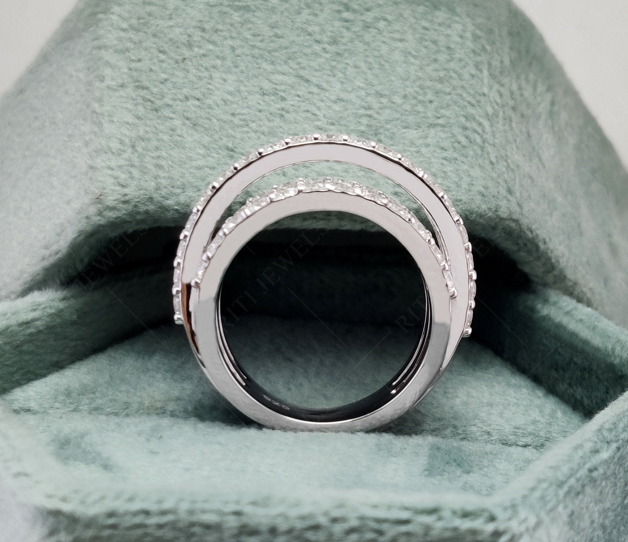 Intertwined Crossover Ring, Multi Row Statement Ring, Moissanite ...