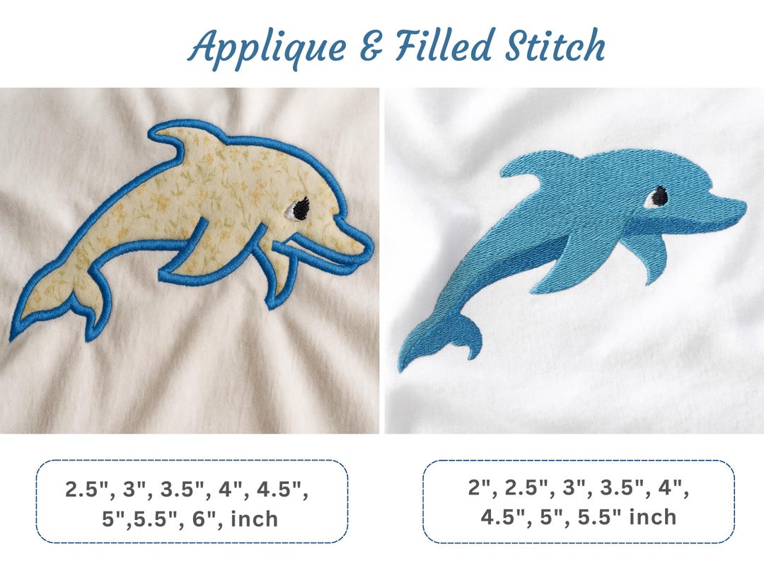 Dolphin Embroidery Design | Applique & Filled Stitch Machine Embroidery ...