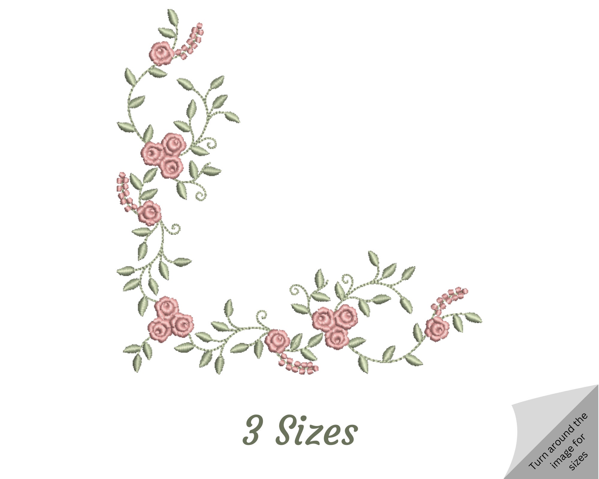 Flower Corner Embroidery Design - Flower Machine Embroidery Pattern ...
