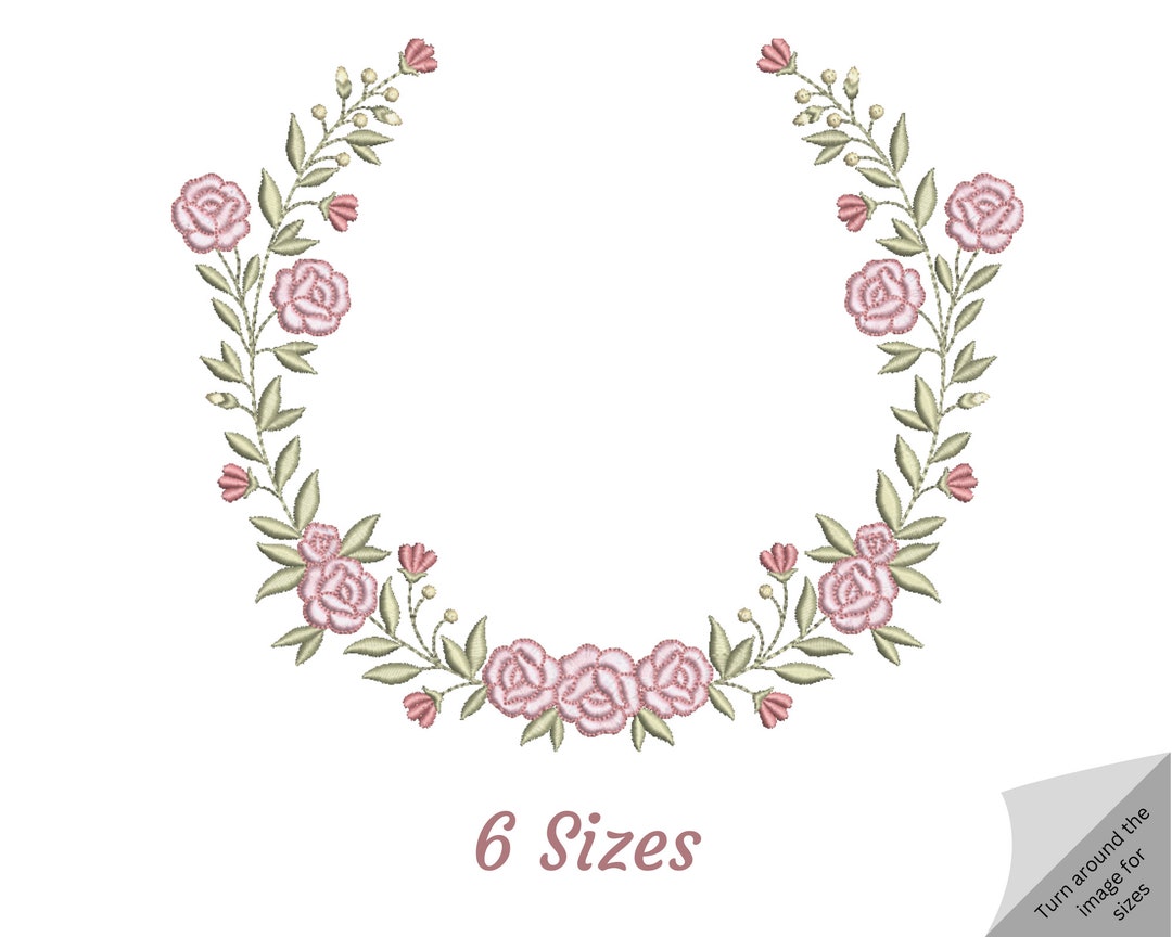 Floral Flower Round Frame Embroidery Design - Flower Frame Machine ...