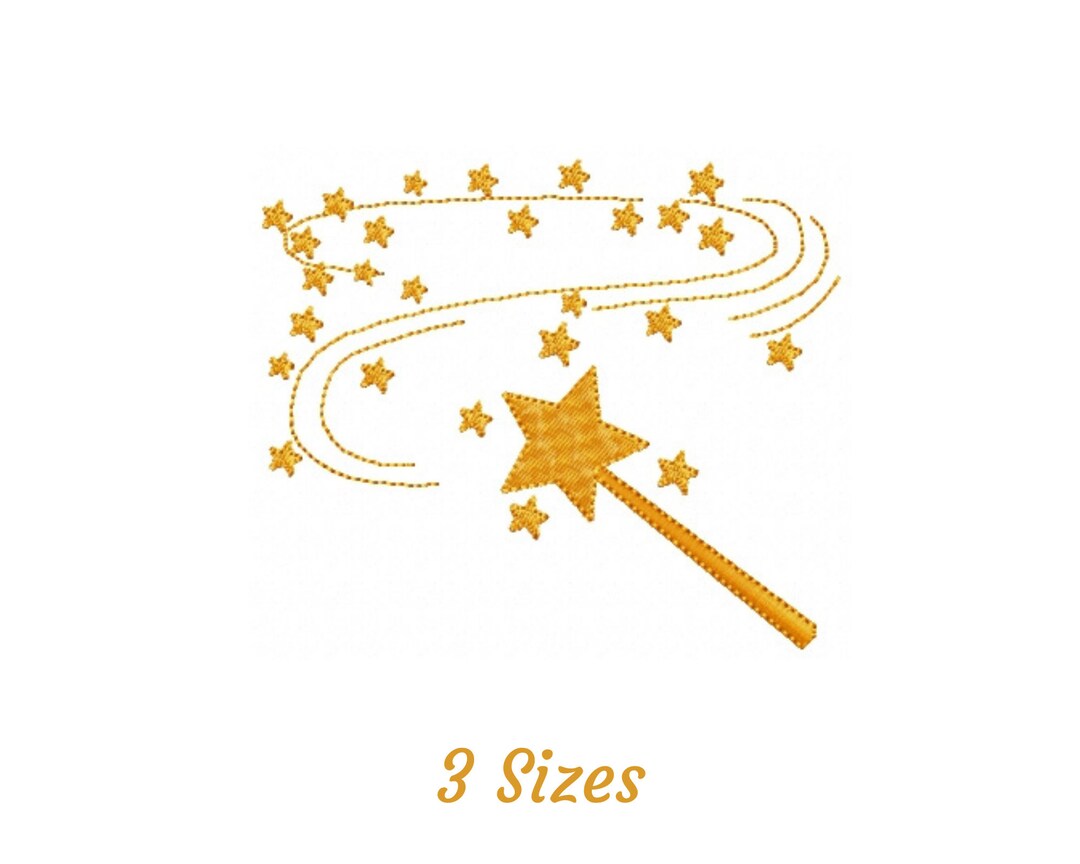 Magic Wand With Starts Embroidery Design - Magical Stick Machine ...