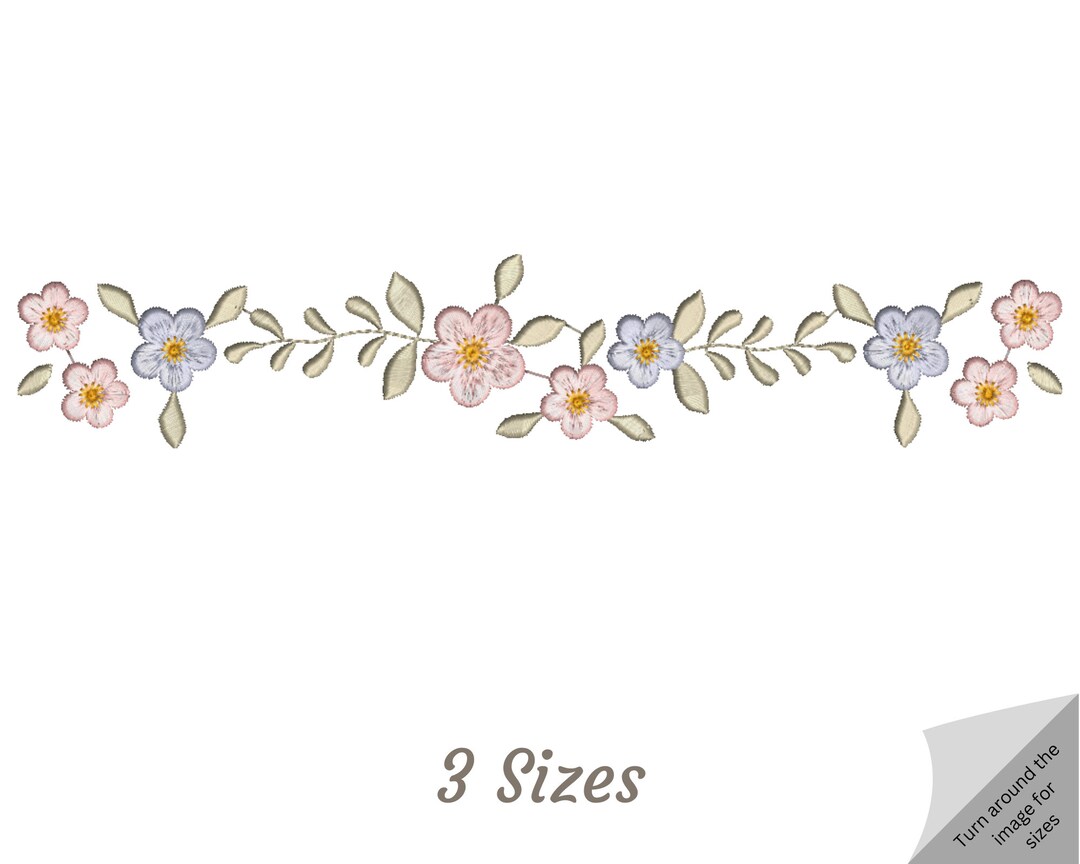 Flower Border Embroidery Design , Instant Download Floral Border ...