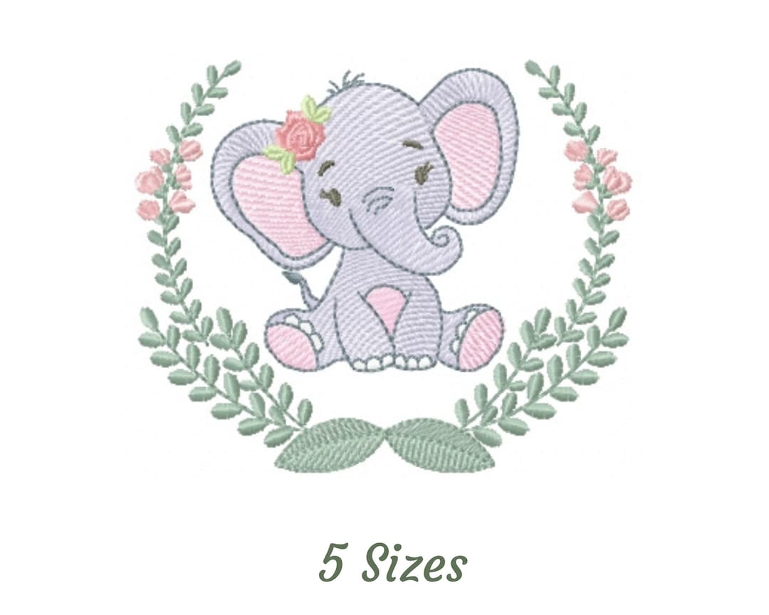 Baby Elephant Machine Embroidery Design, Instant Download - Etsy