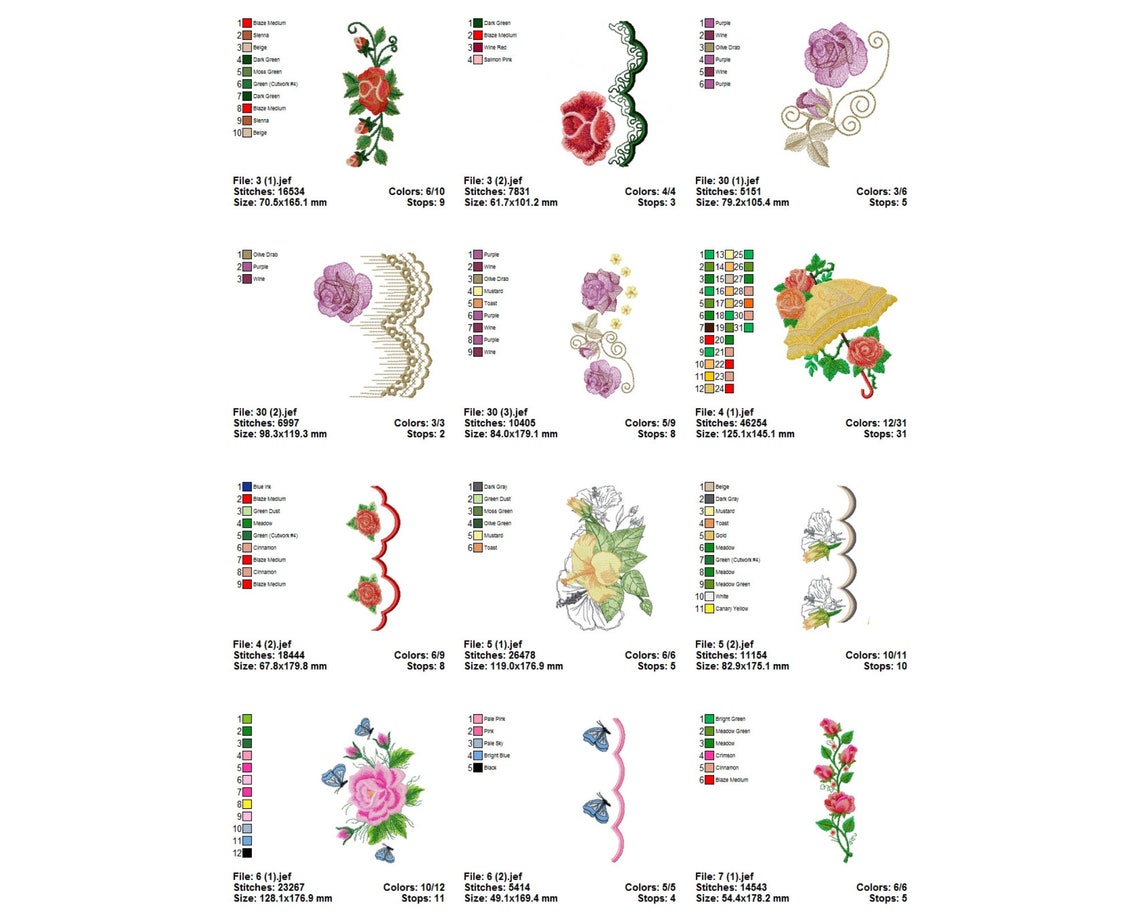 Creative Flower and Border Embroidery Design - Flower Border and Corner ...