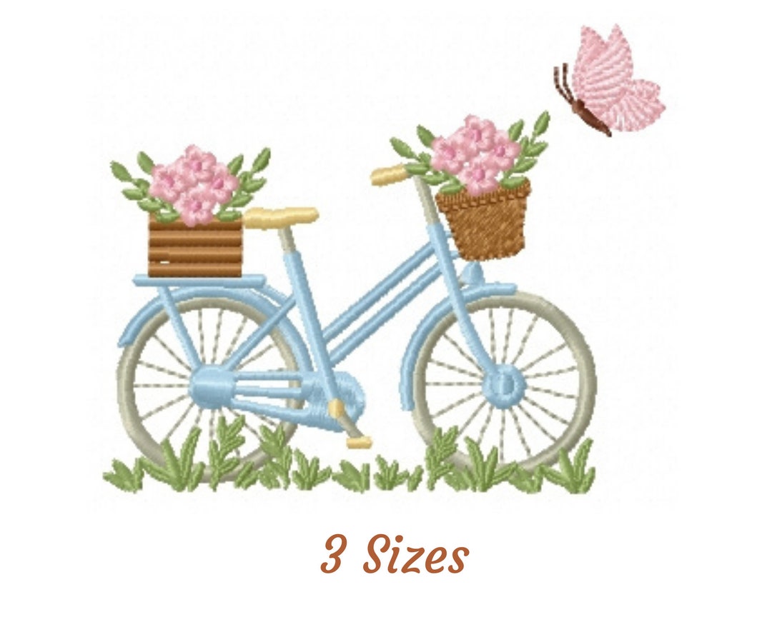 Floral Cycle Embroidery Design - Floral Cycle With Butterfly Machine ...