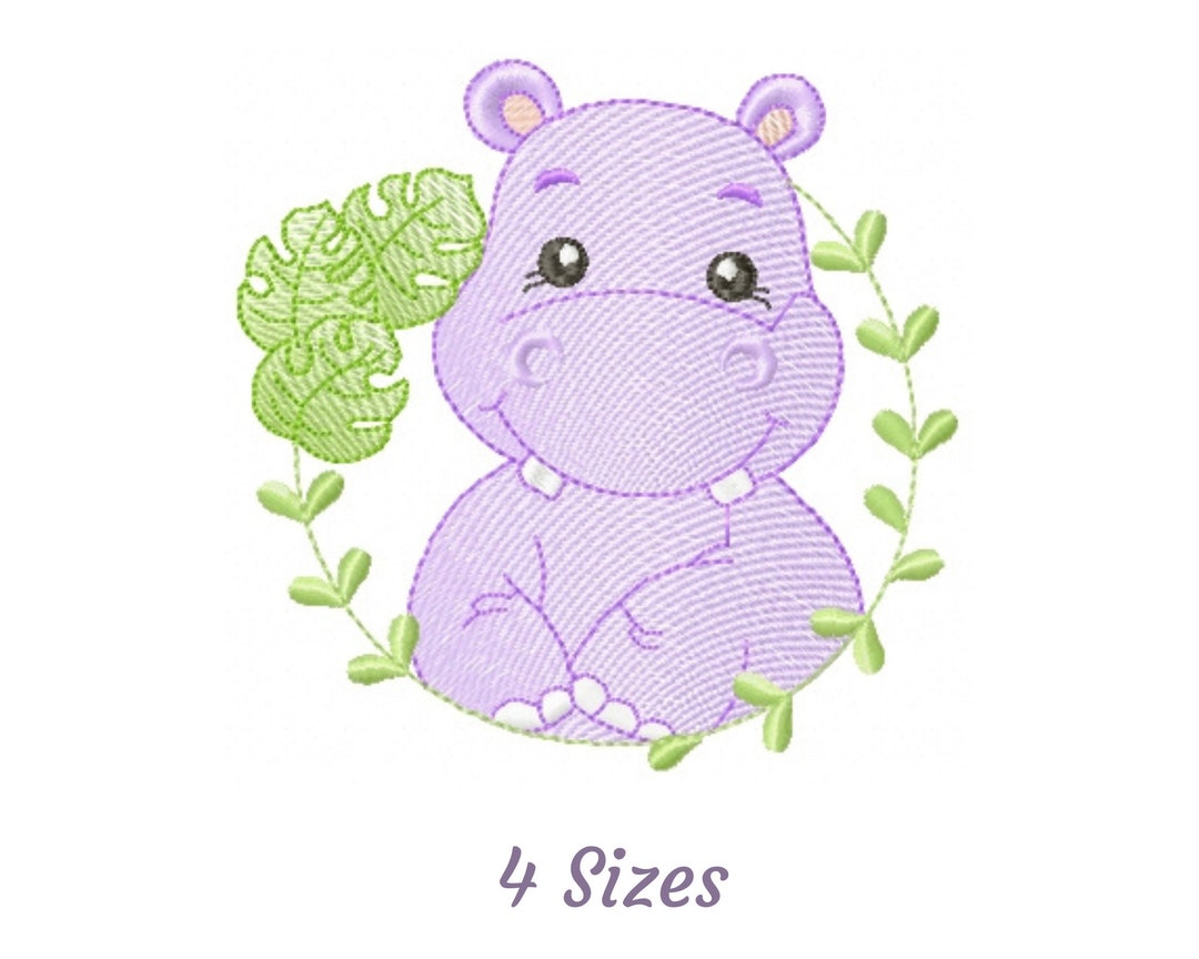 Hippo Machine Embroidery Design, Instant Download - Etsy