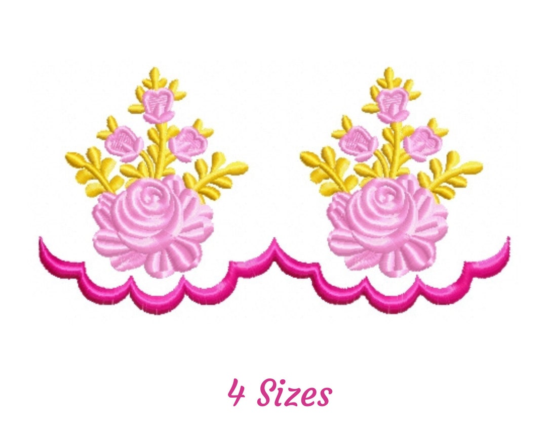 Flower Border Embroidery Design - Border and Corner Machine Embroidery ...