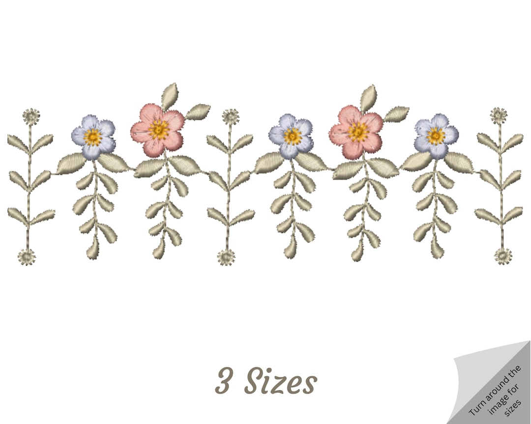 Flower Border Embroidery Design , Instant Download Floral Border ...