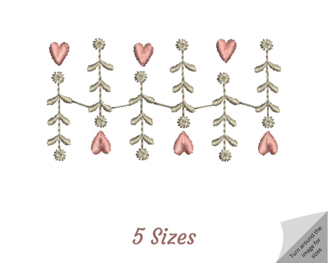 Heart Border Machine Embroidery Design , Romantic Heart Border ...