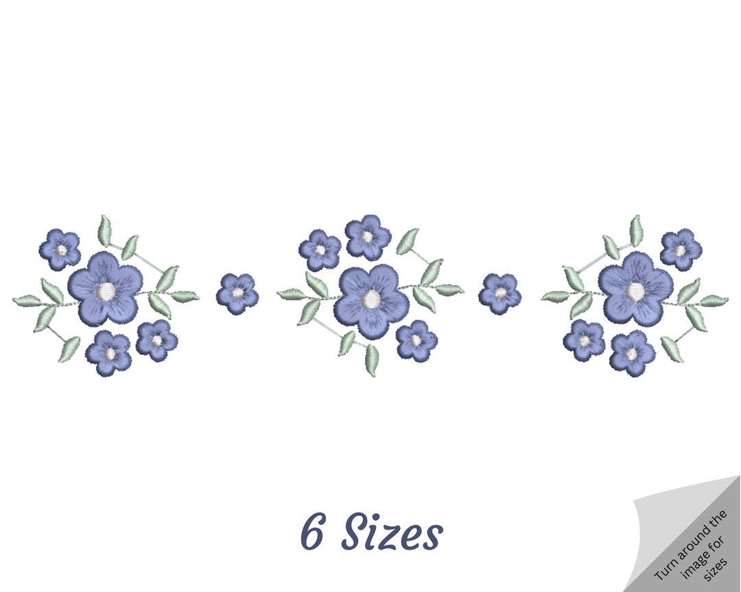Flower Border Embroidery Design , Instant Download Floral Border ...