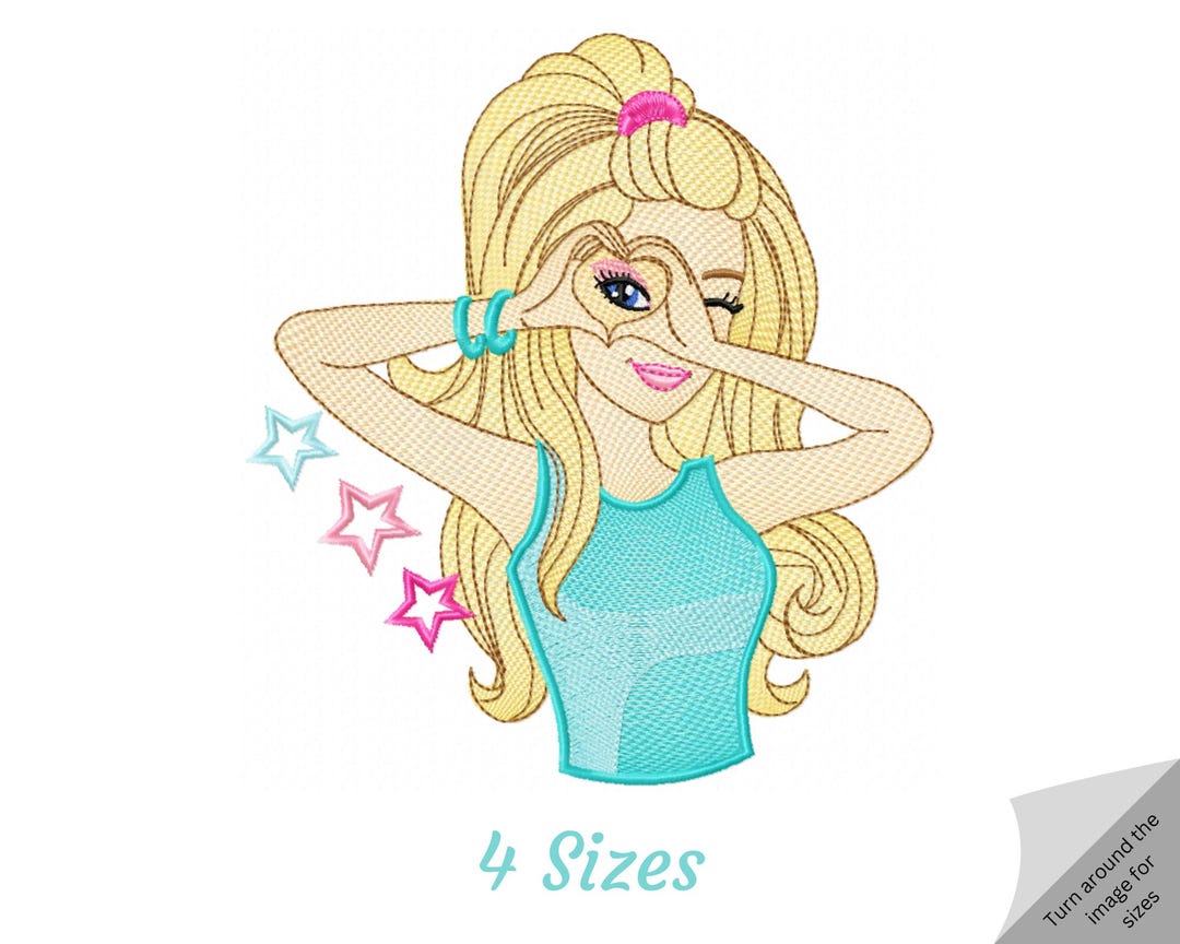 Cute Barbie Girl Embroidery Design Barbie Doll Machine Embroidery ...