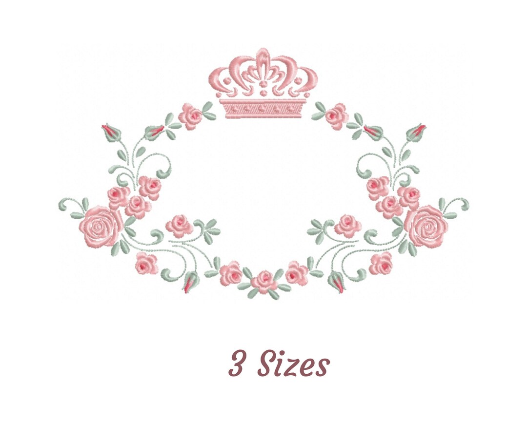 Floral Crown Machine Embroidery Design, Instant Download - Etsy