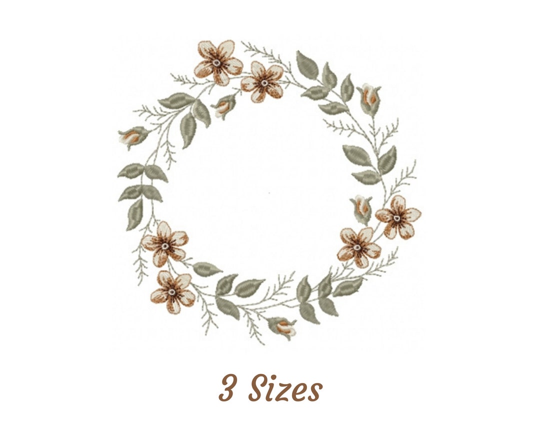 Floral Flower Round Frame Embroidery Design - Flower Frame Machine ...
