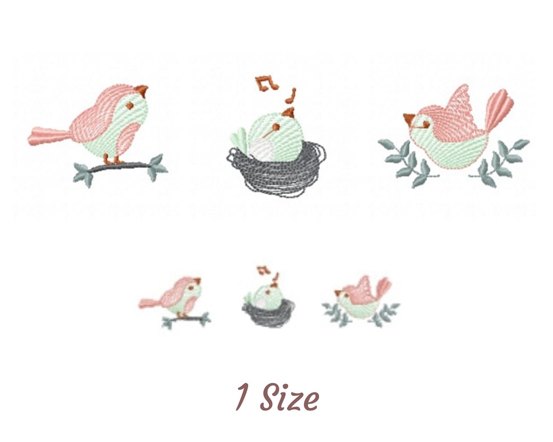 Sparrow Bird Embroidery Design, Machine Embroidery Pattern -4 Types ...