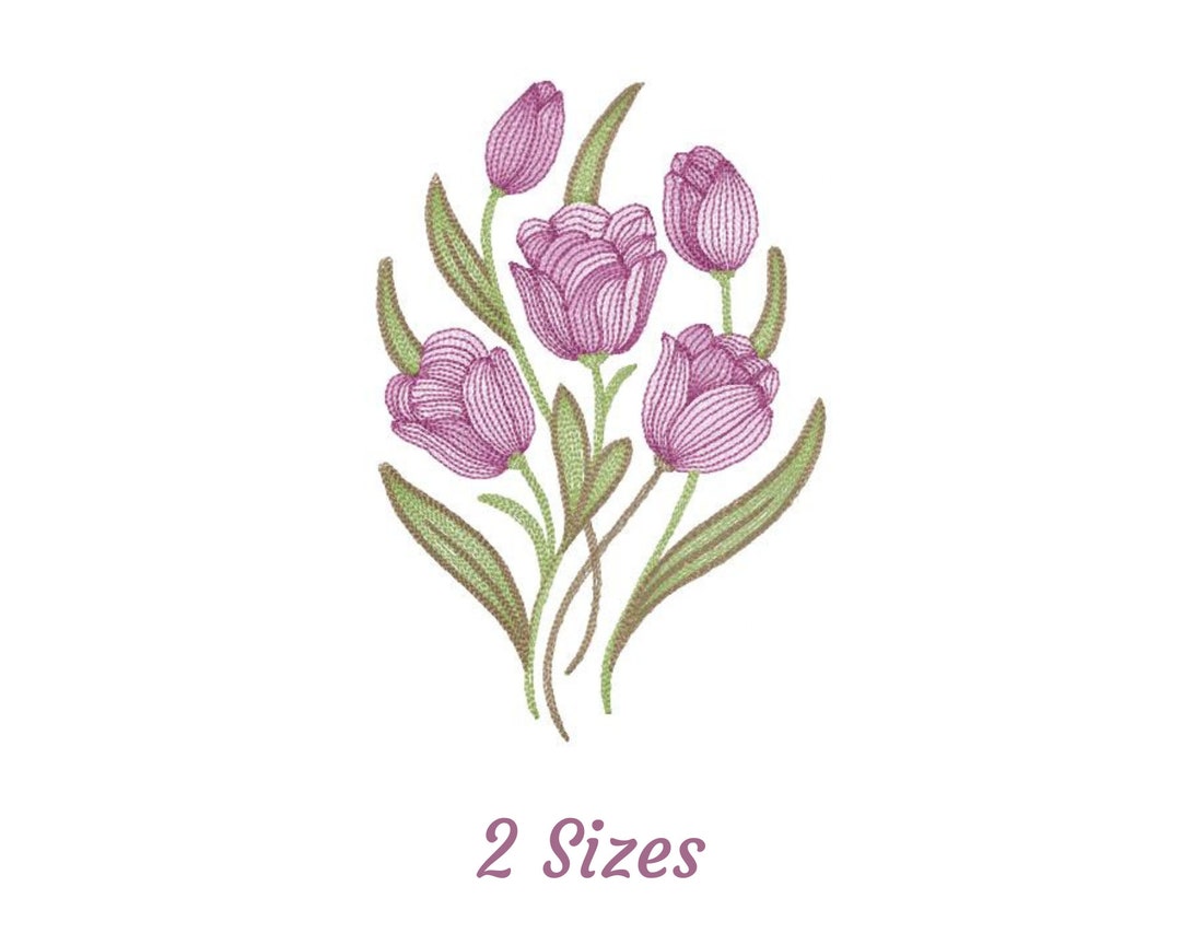 Tulip Flowers Embroidery Design - Flower Machine Embroidery Pattern ...