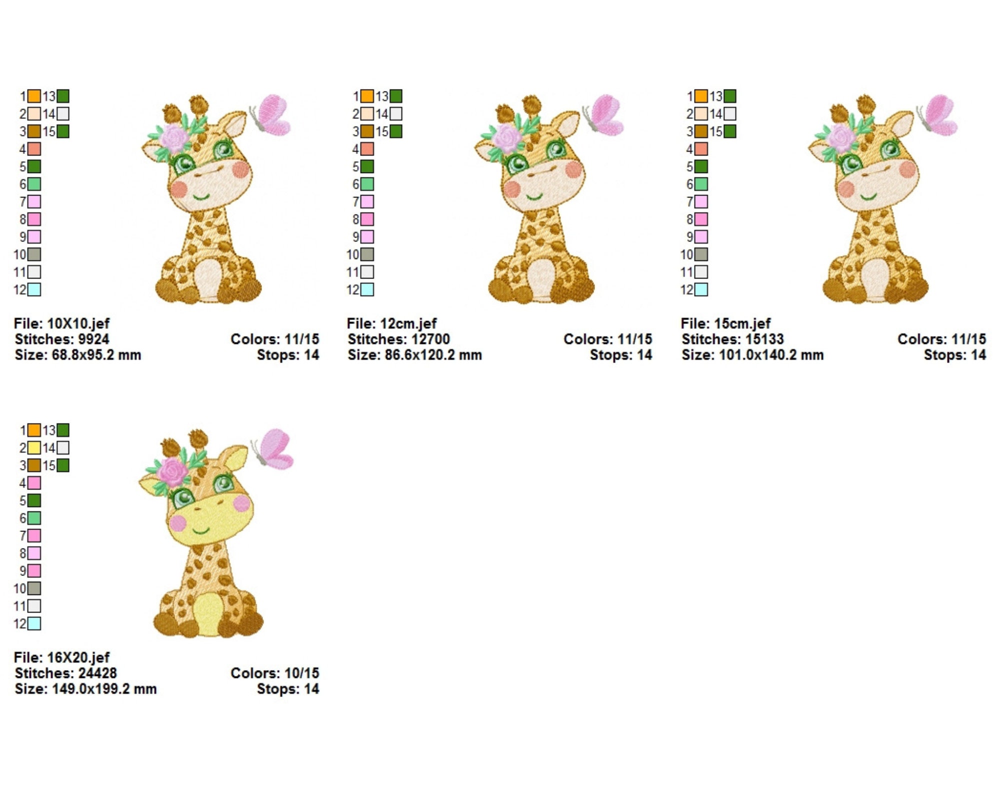 Baby Giraffe Machine Embroidery Designs, Instant Download - Etsy