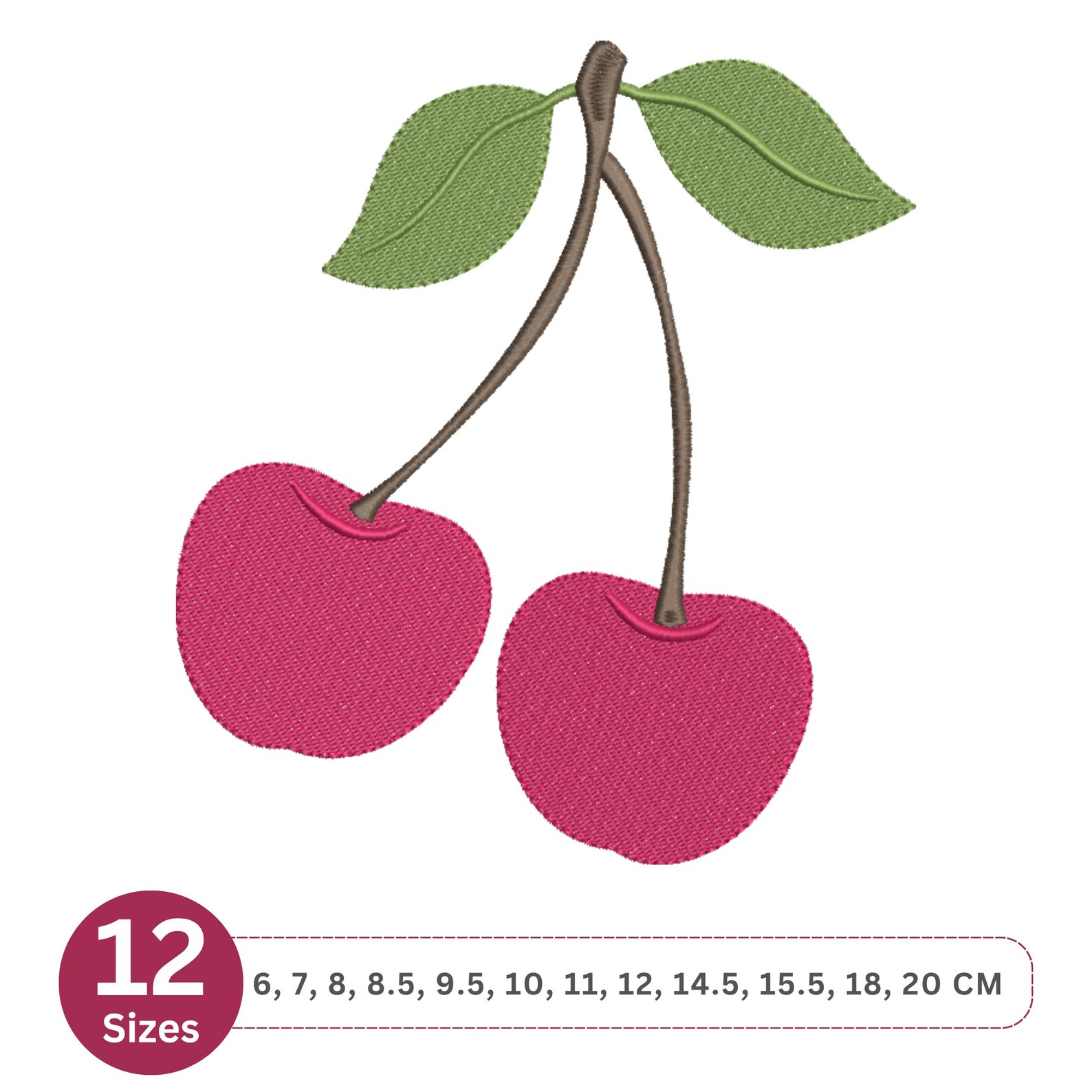 Cherry Embroidery Design | Single Cherry Machine Embroidery Pattern ...