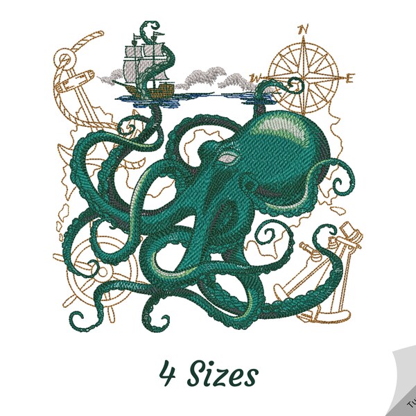 Octopus Embroidery - Etsy