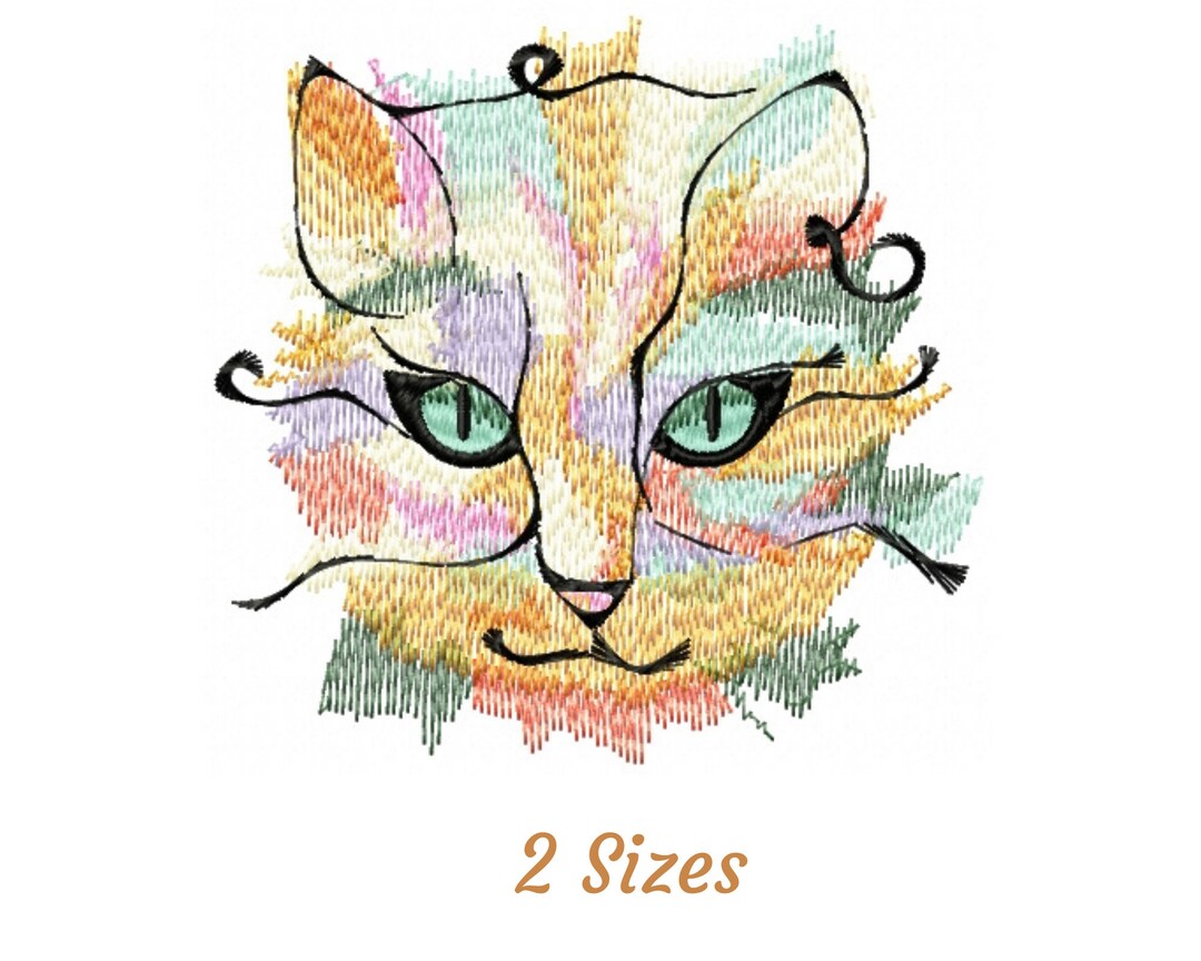 Cat Face Machine Embroidery Design, Instant Download - Etsy