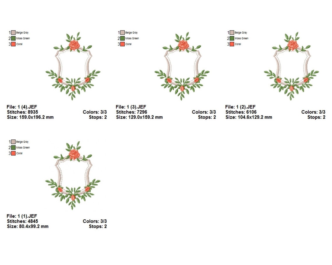 Floral Frame Machine Embroidery Design Instant Download - Etsy