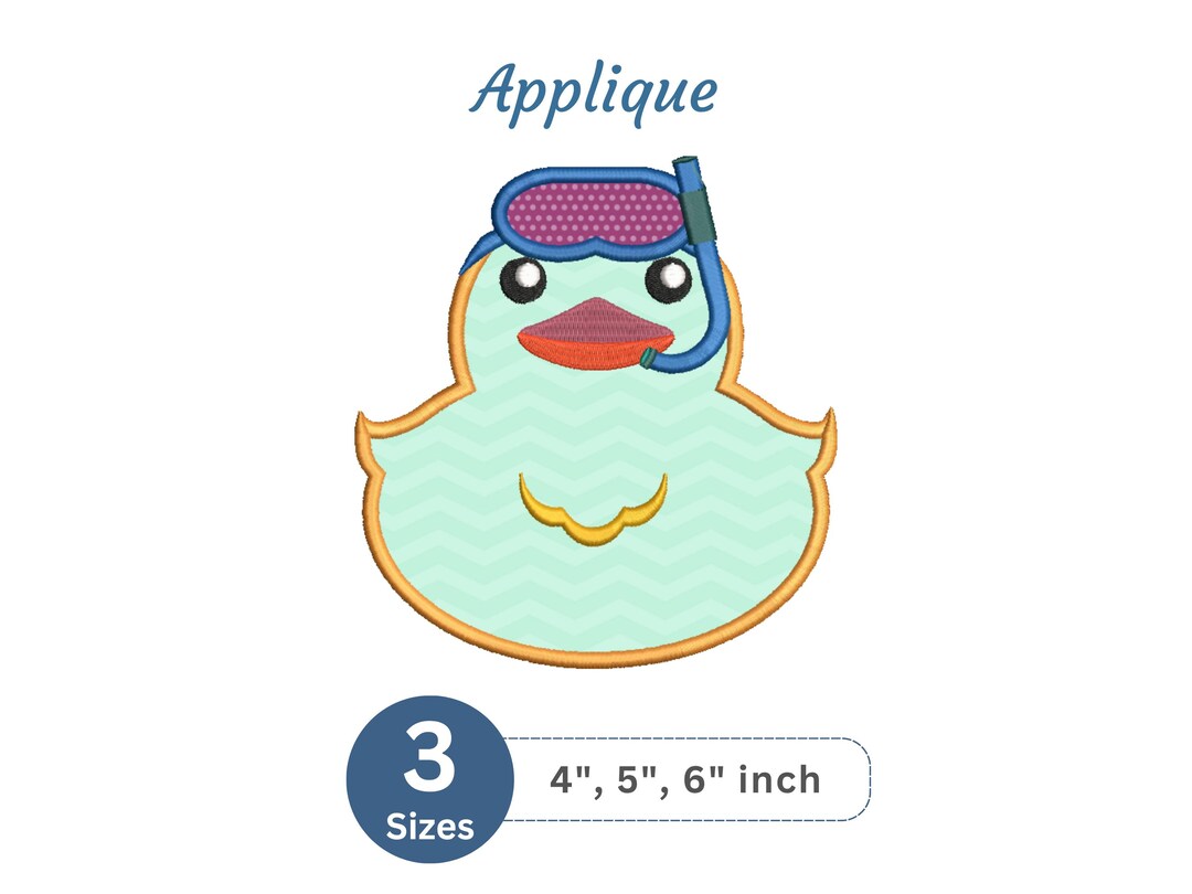 Scuba Duck Applique Embroidery Design | Cute Animal Embroidery Pattern ...