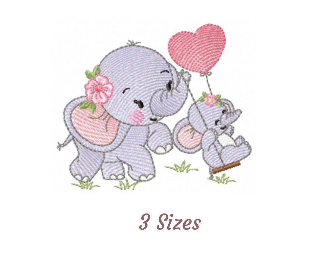Baby Elephant Machine Embroidery Design, Instant Download - Etsy