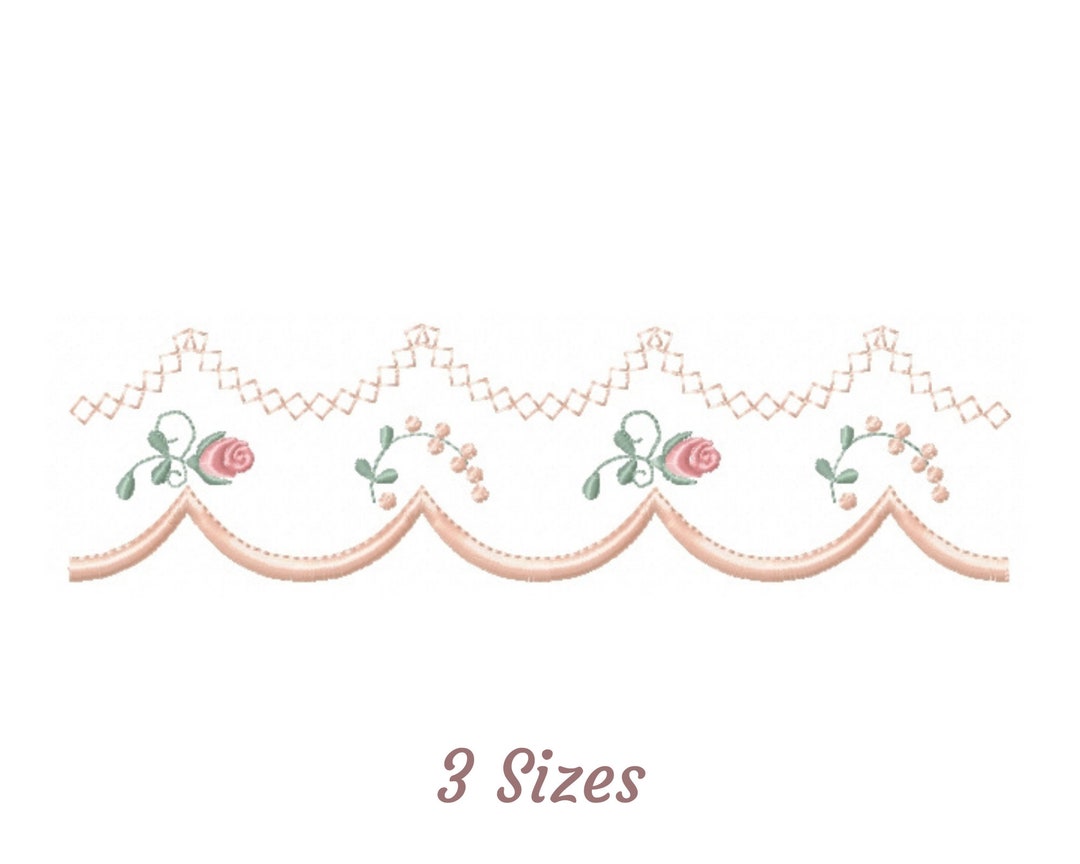 Colorful Flower Border Embroidery Design, Machine Embroidery Pattern ...