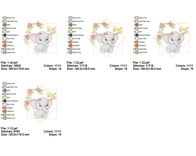 Baby Elephant Machine Embroidery Design Instant Download - Etsy